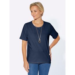 Rundhalsshirt Casual Looks "Shirt", Damen, Gr. 38, blau (dunkelblau), 100% Baumwolle, unifarben, Rundhals, Shirts Rundhalsshirt