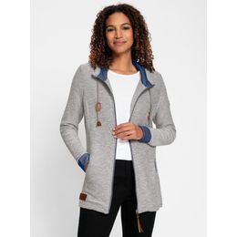Shirtjacke Casual Looks "Shirtjacke", Damen, Gr. 46, blau (steingrau, rauchblau), 60% Polyester, 40% Baumwolle, gemustert, mehrfarbig, Shirts Shirtjacke