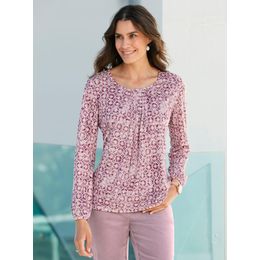 Print-Shirt Inspirationen "Druck-Shirt", Damen, Gr. 40, elfenbein, mauve, bedruckt, 72% Polyester, 28% Viskose, gemustert, mehrfarbig, Rundhals, Shirts