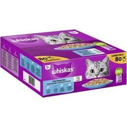 whiskas &reg; Multipack Portionsbeutel 1+ Fisch Auswahl 4 Variet&auml;ten in Gelee 80 x 85g