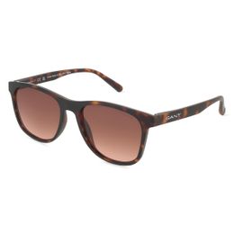 Gant GA7235 | Unisex-Sonnenbrille | Fassung: Vollrand, Quadratisch, Acetat Spritzguss, Havanna Dunkel | Glasfarbe: Braun Verlaufend