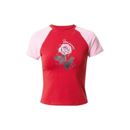 Nasty Gal T-Shirt 'Love Forever' Damen Gr&ouml;&szlig;e XL dunkelgr&uuml;n / rosa / rot / wei&szlig;