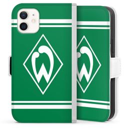 DeinDesign iPhone 12 mini Handy Klapph&uuml;lle Handyh&uuml;lle aus Kunst Leder wei&szlig; Flip Case Official Licensed Product Logo Sv Werder Bremen Sideflip mit Lasche