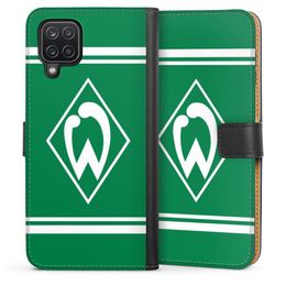 DeinDesign Galaxy A12 Handy Klapph&uuml;lle Handyh&uuml;lle aus Kunst Leder schwarz Flip Case Sv Werder Bremen Official Licensed Product Logo Sideflip mit langer Lasche