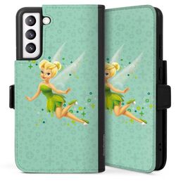 DeinDesign Galaxy S21 FE 5G Handy Klapph&uuml;lle Handyh&uuml;lle aus Kunst Leder schwarz Flip Case Tinkerbells Official Licensed Product Disney Sideflip mit langer Lasche