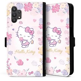 DeinDesign Galaxy A32 5G Handy Klapph&uuml;lle Handyh&uuml;lle aus Kunst Leder schwarz Flip Case Merchandise Hello Kitty Water Colour Sideflip mit langer Lasche