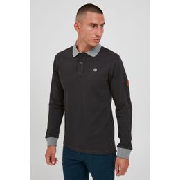 Langarm-Poloshirt Blend "BHRalle", Herren, Gr. M, grau (phantom grau), Web, 100% Baumwolle, unifarben, regular fit, V-Ausschnitt, Rippbündchen, Shirts, Longsleeve mit verlängerter Rückenpartie