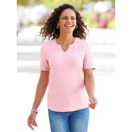 V-Shirt Casual Looks "Shirt", Damen, Gr. 44, lila (hortensie), 93% Polyester, 7% Elasthan, unifarben, V-Ausschnitt, Shirts