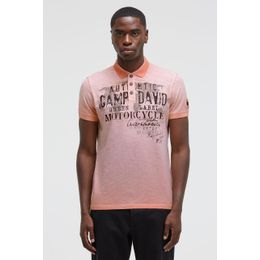 Poloshirt CAMP DAVID, Herren, Gr. S, old peach, Material: 100% Baumwolle, bedruckt, regular fit normal, eingesetzt Rippb&uuml;ndchen, Shirts, mit Vintage-Waschung
