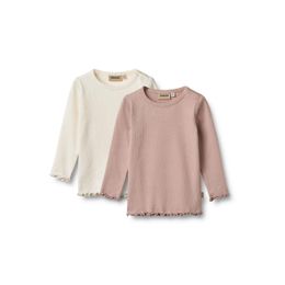 Longsleeve Wheat "Wheat 2 Rib T-shirts L/S Ida", M&auml;dchen, Gr. 74, rose powder, 95% Baumwolle, 5% Elasthan, unifarben, normal, Rundhals, Shirts
