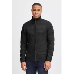 Strickjacke Blend "BHGalmaro", Herren, Gr. XXL, charcoal mix, Feinstrick, 100% Baumwolle, gestreift, regular fit normal, ohne Ausschnitt, eng Bündchen, Strickjacken Strickjacke, Strickjacke hochabschließendem Stehkragen