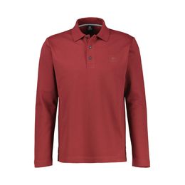 Langarmshirt Lerros, Herren, Gr. XL, maple rot, Single Jersey, Obermaterial: 85% Baumwolle, 13% Polyester, 2% Elasthan, unifarben, normal hüftbedeckend, Rundhals, Shirts, mit Polo-Kragen