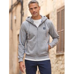 Sweatjacke Lerros "Lerros Hoodie Sweat-Jacke", Herren, Gr. M, platinum grau melange, 50% Baumwolle, 50% Polyester, Sweatjacken Sweatjacke