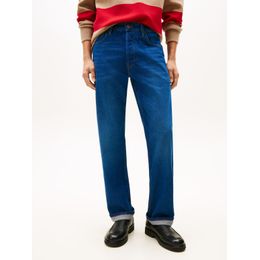 Straight-Jeans Tommy Hilfiger "DOVER", Herren, Gr. 31, Länge 32, oly blau, Denim/Jeans, Obermaterial: 100% Baumwolle, regular fit lang, Jeans