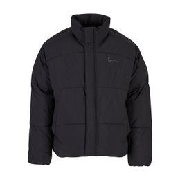 Winterjacke Karl Kani "Karl Kani Karl Kani Small Signature Puffer Jacket", Herren, Gr. S, schwarz, 100% Polyester, mehrfarbig, loose fit, amerikanischer Ausschnitt, Jacken Winterjacke