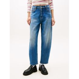 Tapered-fit-Jeans Tommy Jeans "JEANIE BALLOON BI0134", Damen, Gr. 26, L&auml;nge 30, denim medium, Denim/Jeans, Obermaterial: 99% Baumwolle, 1% Elasthan, unifarben, relaxed fit, Jeans