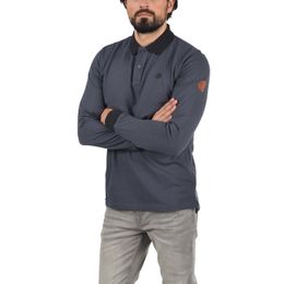 Langarm-Poloshirt Blend "BHRalle", Herren, Gr. S, india ink, Web, 100% Baumwolle, unifarben, regular fit, V-Ausschnitt, Rippb&uuml;ndchen, Shirts, Longsleeve mit verl&auml;ngerter R&uuml;ckenpartie