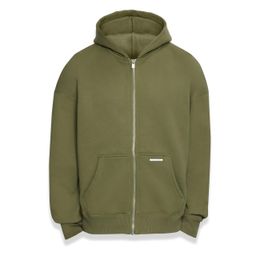 Sweatjacke DROPSIZE "Dropsize Herren Bazix Republiq Super Heavy Rib Zipper", Herren, Gr. M, olive, 80% Baumwolle, 20% Polyester, unifarben, Sweatjacken Sweatjacke