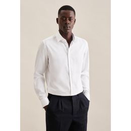 Businesshemd Seidensticker "Schwarze Rose", Herren, Gr. S (37), verl&auml;ngerte &Auml;rmell&auml;ngen, wei&szlig;, 100% Baumwolle, unifarben, tailored fit, 2-Knopf-Manschette, Hemden