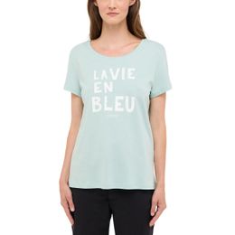 Kurzarmshirt Mustang "Damen Style Alma", Damen, Gr. L, hellblau, Jersey, 100% Baumwolle, Rundhals, Shirts