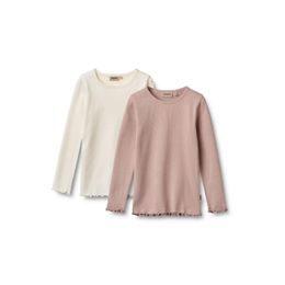 Longsleeve Wheat "Wheat 2 Rib T-shirts L/S Ida", Mädchen, Gr. 110, rose powder, 95% Baumwolle, 5% Elasthan, unifarben, normal, Rundhals, Shirts