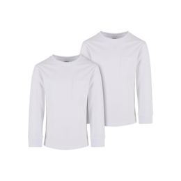Longsleeve Urban Classics "Urban Classics Boys Heavy Oversized Pocket Longsleeve 2-Pack", M&auml;dchen, Gr. 146/152, wei&szlig; wei&szlig;, 100% Baumwolle, unifarben, oversize, Rundhals, Shirts