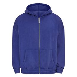 Sweatjacke DROPSIZE "Dropsize Herren Dropsize Heavy Oversize Cord Zip-Hoodie", Herren, Gr. XL, washed blau, 70% Baumwolle, 30% Polyester, Sweatjacken