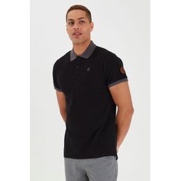 Poloshirt Blend "BHRalf", Herren, Gr. S, schwarz, Web, 100% Baumwolle, unifarben, regular fit, V-Ausschnitt, Rippb&uuml;ndchen, Shirts, Polo mit farblich abgesetztem Kragen