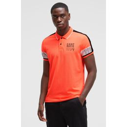 Poloshirt CAMP DAVID, Herren, Gr. XL, orange, Material: 60% Polyester, 37% Baumwolle, 3% Elasthan, bedruckt, regular fit normal, eingesetzt B&uuml;ndchen, Shirts, mit Baumwolle