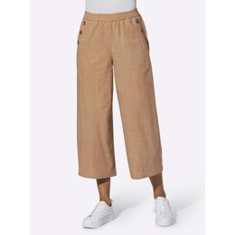 Culotte Casual Looks, Damen, Gr. 52, Normalgr&ouml;&szlig;en, braun (camel), 70% Baumwolle, 30% Leinen, unifarben, 7/8-L&auml;nge, Hosen Culotte