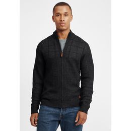 Strickjacke Blend "BHOteros", Herren, Gr. L, schwarz, Grobstrick, 100% Polyacryl, unifarben, regular fit, ohne Ausschnitt, Strickb&uuml;ndchen, Strickjacken Strickjacke, Cardigan mit Stehkragen