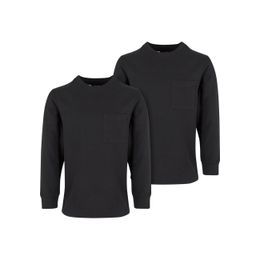 Longsleeve Urban Classics "Urban Classics Boys Heavy Oversized Pocket Longsleeve 2-Pack", M&auml;dchen, Gr. 158/164, schwarz schwarz, 100% Baumwolle, unifarben, oversize, Rundhals, Shirts