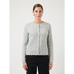 Strickjacke Y.A.S "YASBUBERA LS KNIT CARDIGAN S. NOOS", Damen, Gr. L, light grau melange, Strick, Obermaterial: 52% Polyester, 24% Polyacryl, 15% Nylon, 6% Wolle, 3% Elasthan, unifarben, regular fit normal, Rundhals, Strickjacken