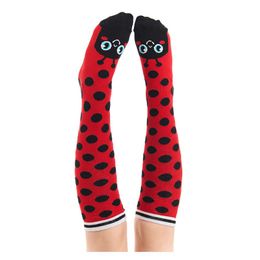 Denokids Kniestr&uuml;mpfe "Ladybug" in Rot - 25% | Gr&ouml;&szlig;e 104/110 | Kinder-socken-strumpfhosen