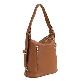 Mia Tomazzi Leder-Rucksack "Giulianova" in Hellbraun - (B)28 x (H)29 x (T)12 cm - 72% | Damen-taschen