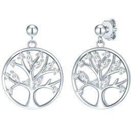 Rafaela Donata Paar Ohrh&auml;nger &raquo;Set: RD472&laquo; aus Sterling Silber silber + wei&szlig; 21,2 Damen Ohrh&auml;nger mit Lebensbaum-Motiv