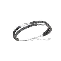 ZEEme Armband &raquo;Edelstahl 2-reihig mit H&auml;matit-Steinen 17, 5+3cm lang&laquo; wei&szlig; 17,5+3cm Modisches Damen-Armband aus Edelstahl