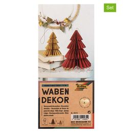 folia PAPER 2er-Set: Wabendekor "Berry Xmas Trees" in Beige/ Rot - 46% | Kinder-kreativspielzeug