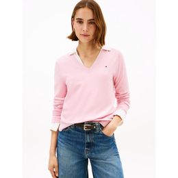 Tommy Hilfiger V-Ausschnitt-Pullover &raquo;CO JERSEY STITCH V-NK SWEATER mit V-Ausschnitt und Ripp&laquo; Pink XXL (44) XXL (44) Pullover von Tommy Hilfiger