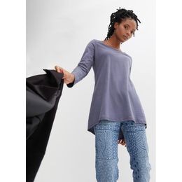 bonprix Damen bonprix Langarmshirt &raquo;Langarmshirt aus reiner Baumwolle&laquo; lockere Passform, aus reiner Baumwolle, mit abgerundetem Saum blau 40/42 (M)