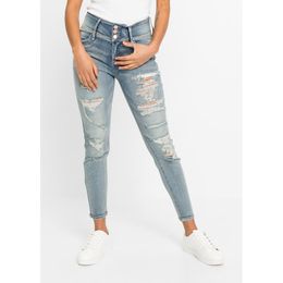 bonprix Skinny-fit-Jeans »Skinny Jeans High Waist, Stretch« Skinny Jeans High Waist, Stretch hellblau denim heavy washed (Kurz) 42 - K-Gr K-Gr 42...