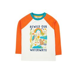frugi Longsleeve "Tamar" in Wei&szlig;/ Orange - 13% | Gr&ouml;&szlig;e 134/140 | Kinder-longsleeves
