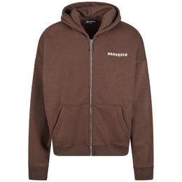 DROPSIZE Sweatjacke &raquo;Herren Heavy Oversize Logo Zip Hoodie&laquo; chocolatebrown XXL XXL Hoodies mit Kapuze und bequemer K&auml;ngurutasche