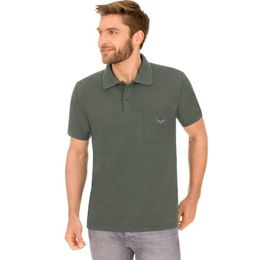 TRIGEMA Poloshirt &raquo;Polohemd mit Brusttasche&laquo; 1 Stk. khaki-melange L L DELUXE-Piqu&eacute;-Qualit&auml;t
