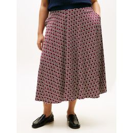Tommy Hilfiger Curve A-Linien-Rock »CRV VIS TWILL A-LINE MIDI SKIRT« Logo Print Navy 48 48 Gemusterter Rock von Tommy Hilfiger Curve