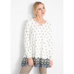 bonprix Damen bonprix Tunikashirt &raquo;Shirt-Tunika aus Baumwoll-Viskose-Mix&laquo; Shirt-Tunika aus Baumwoll-Viskose-Mix wei&szlig; 36/38 (S)