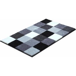 Grund Badematte &raquo;BONA&laquo; H&ouml;he 20 mm fu&szlig;bodenheizungsgeeignet rutschhemmender R&uuml;cken, kariert, flauschig, weich grau Polyester