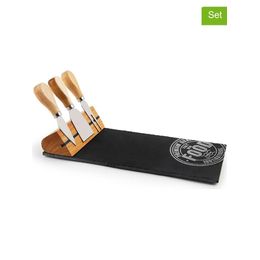 Trendy Kitchen by EXC&Eacute;LSA 4tlg. K&auml;se-Servierset "Premium Quality" in Schwarz/ Natur - 19% | Kuechenhelfer