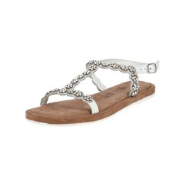 Lazamani Damen Riemchensandale &raquo; Sandalen Leder/Textil&laquo; wei&szlig; 41