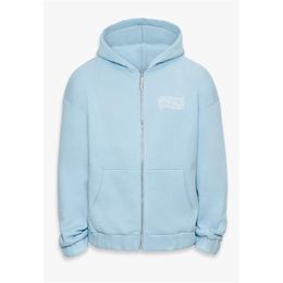 DROPSIZE Sweatjacke &raquo;HEAVY OVERSIZE MIRRORED LOGO ZIP HOODIE&laquo; baby blue M M Oversize fit mit regul&auml;rer L&auml;nge und langer Set-in-&Auml;rmelpartie f&uuml;r...